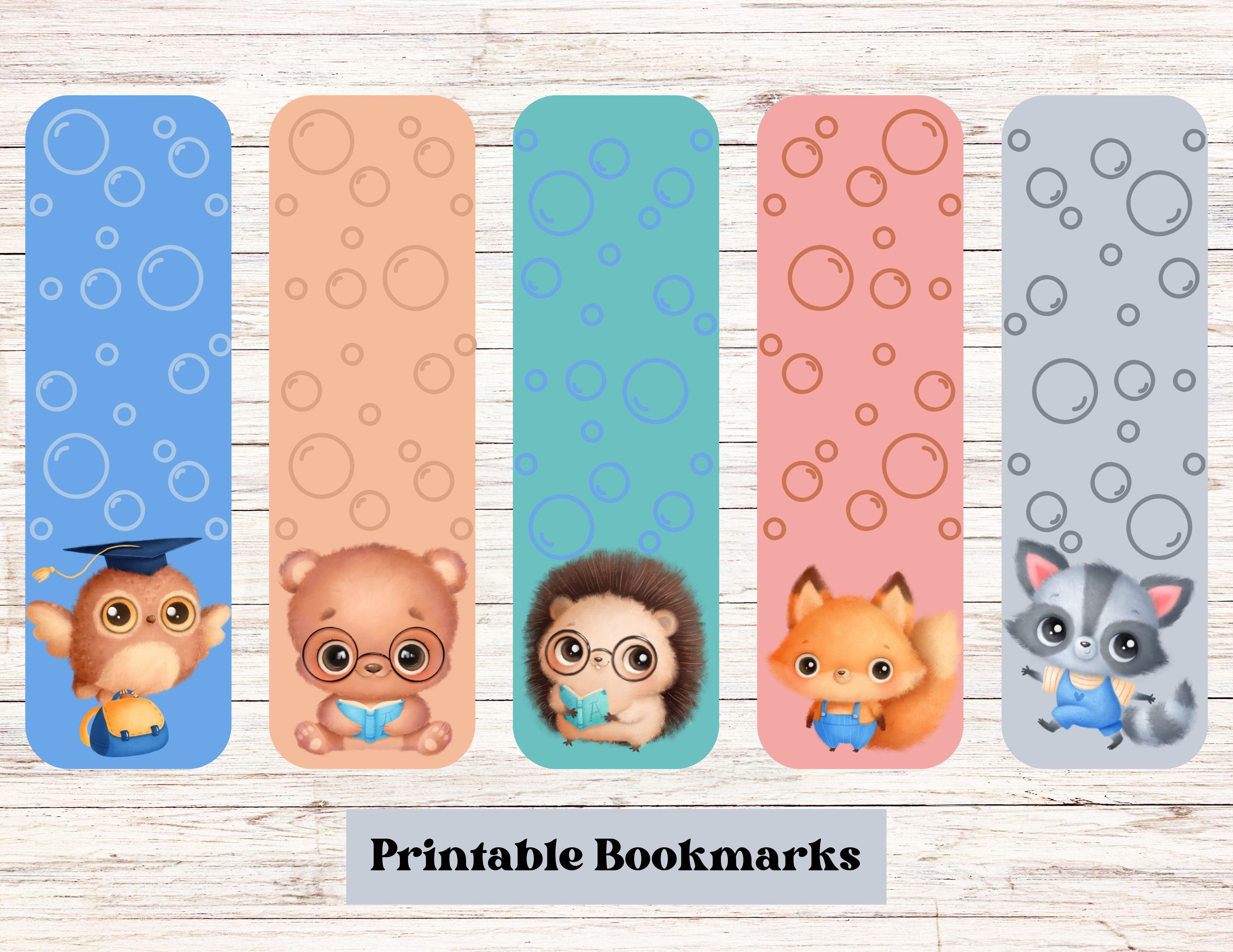 Cute Baby Animal Designs Printable Bookmarks, , 1.8"w X 6"h, Print on ...