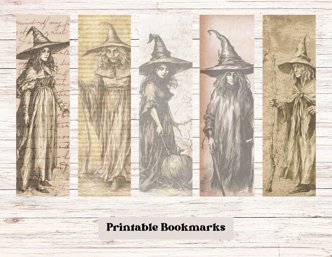 Vintage Witch Bookmarks. DIY Bookmarks, Print Your Own, Book Lovers ...