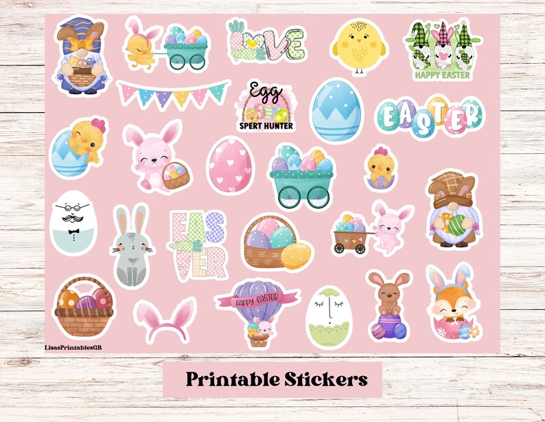 Easter Printable Stickers, PNG File, A4 Sheet, Great for Children - Etsy