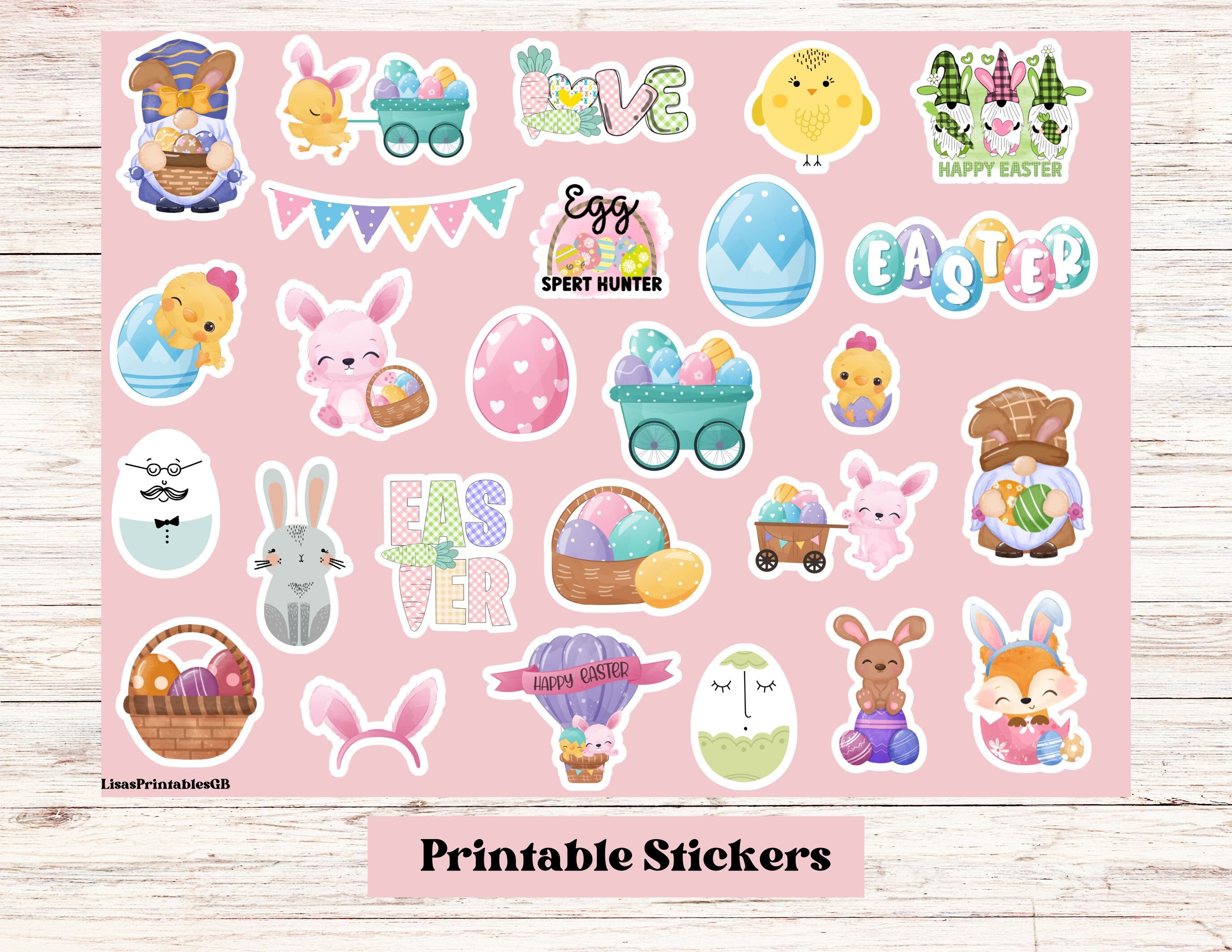 Easter Printable Stickers, PNG File, A4 Sheet, Great for Children - Etsy