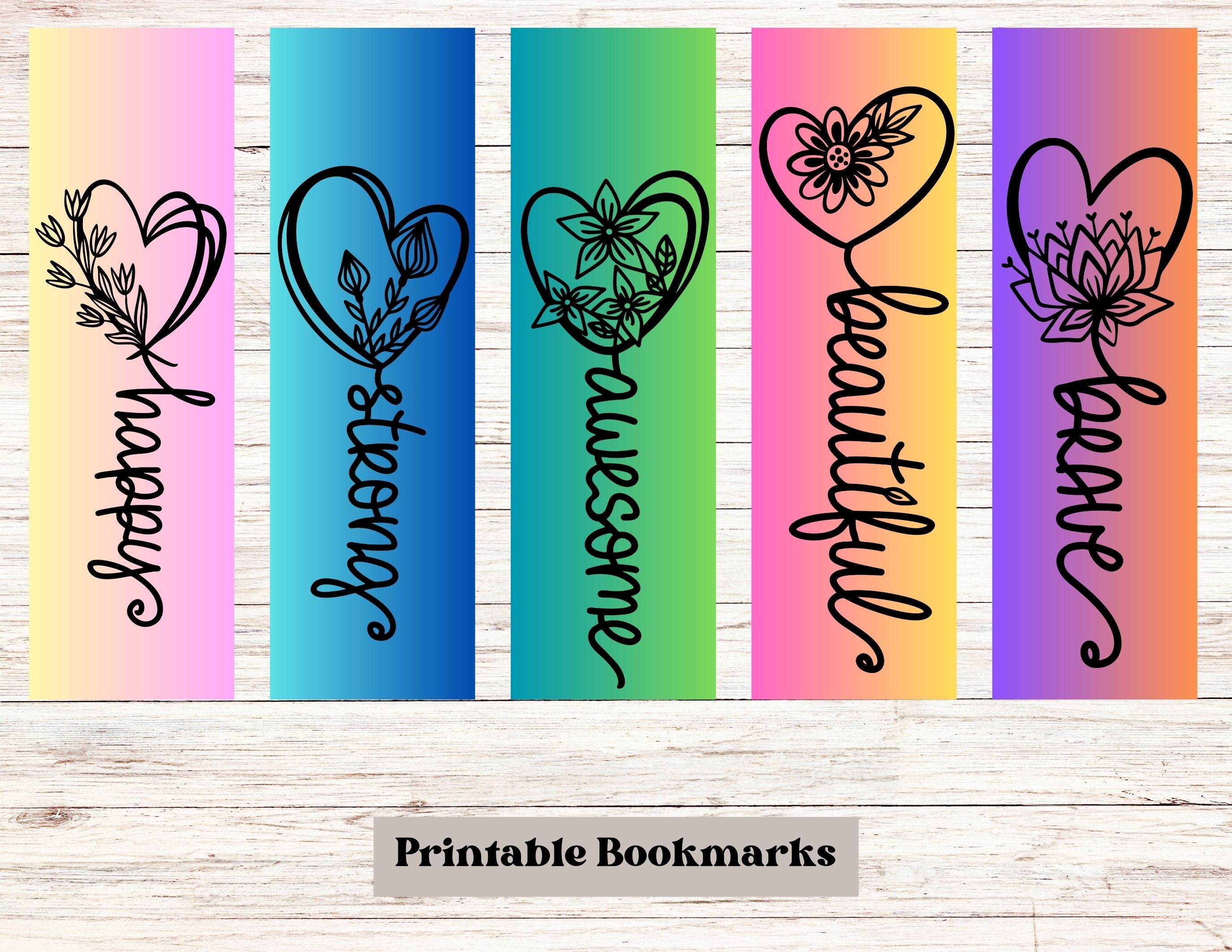 Inspirational Bookmarks, 5 Different Designs, Printable, Jpeg and PNG ...