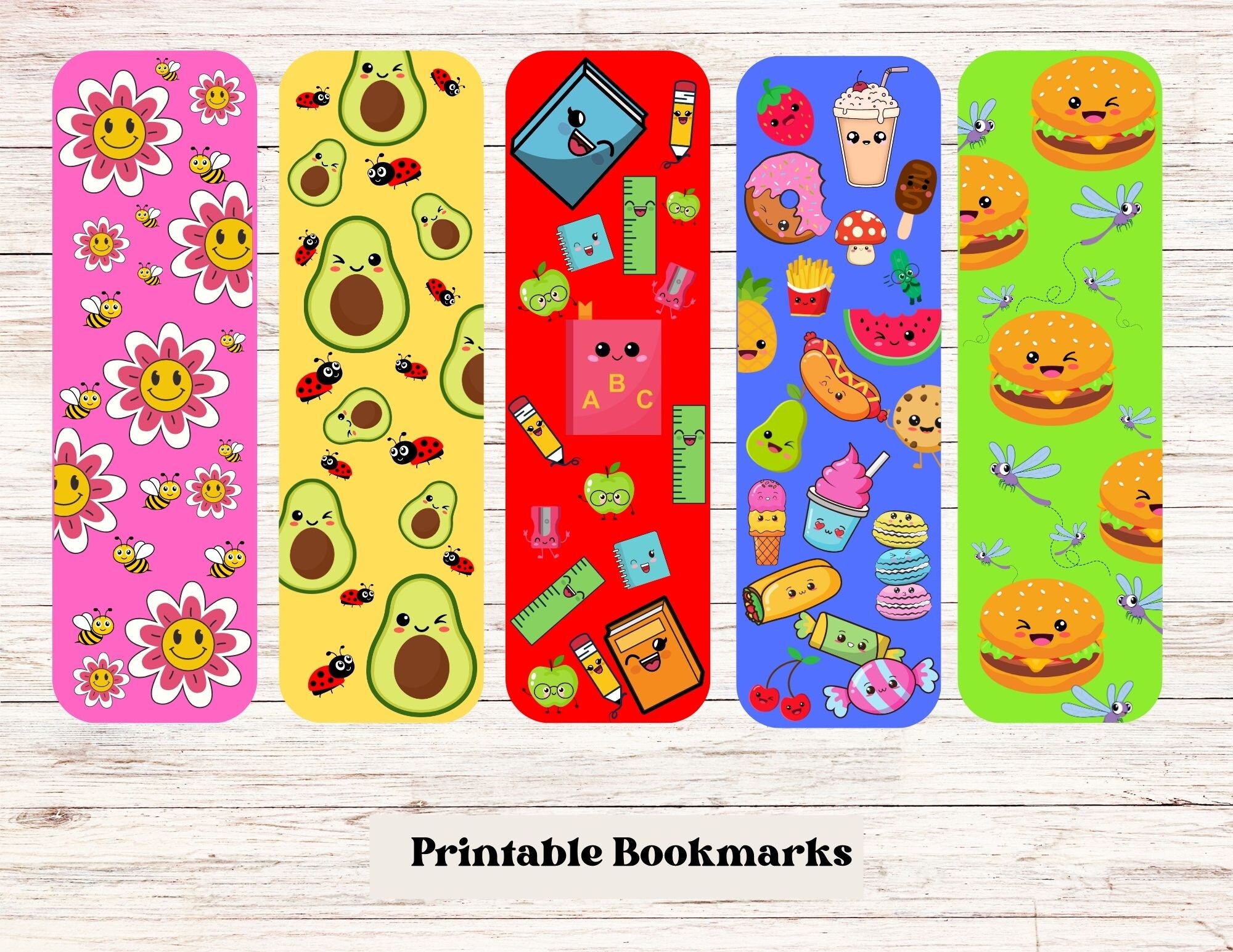 Kawaii Printable Bookmarks, 1.8"w X 6"h, Great Little Gift for ...