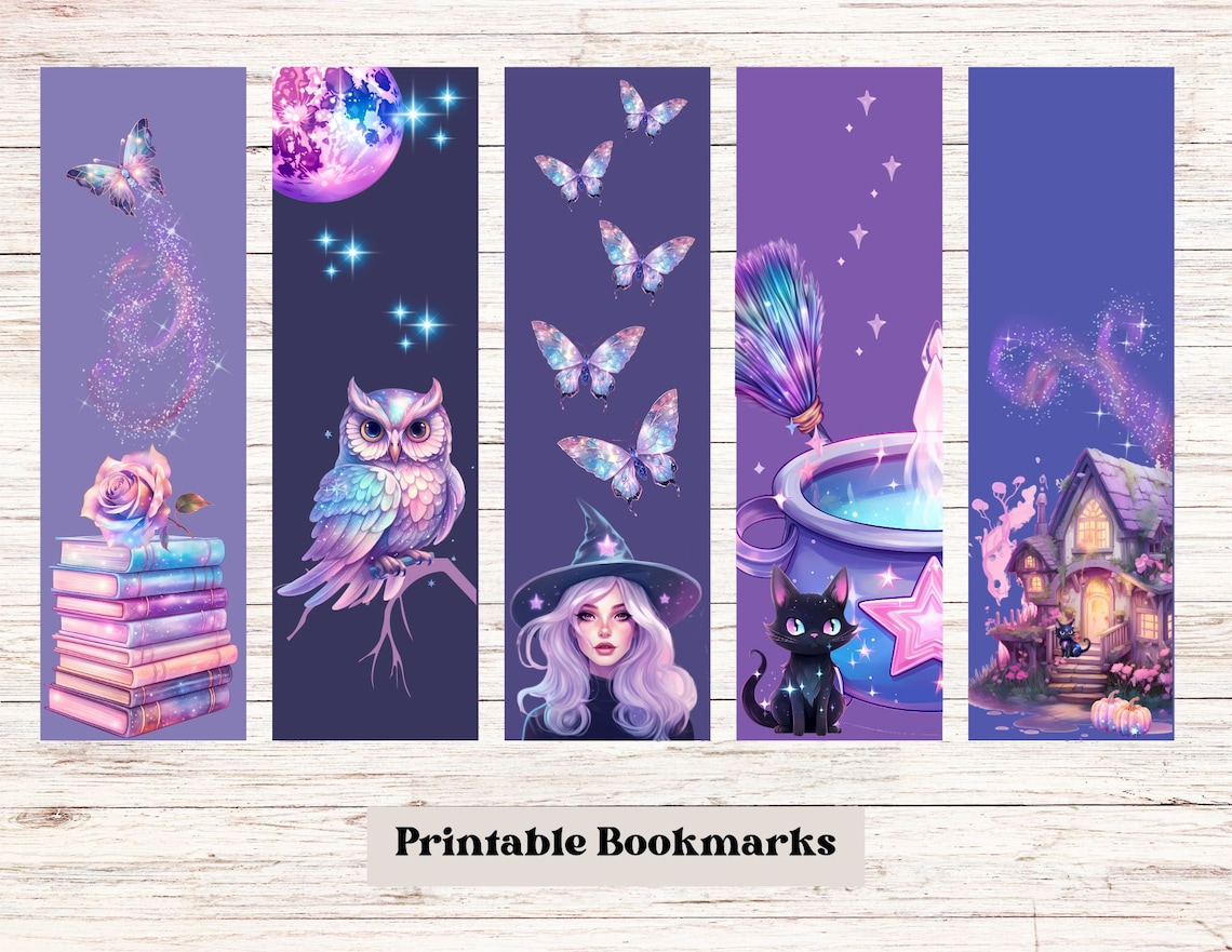 Witch Printable Bookmarks, 1.8"w X 6"h, Great Little Gift for Book and ...