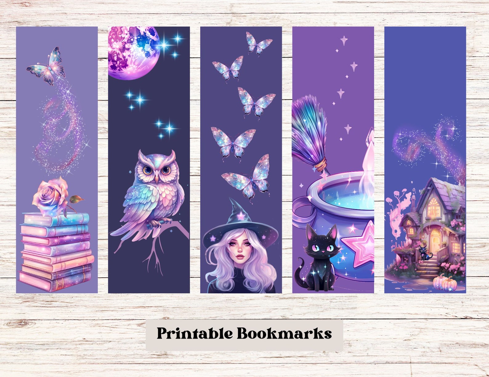 Witch Printable Bookmarks, 1.8"w X 6"h, Great Little Gift for Book and ...