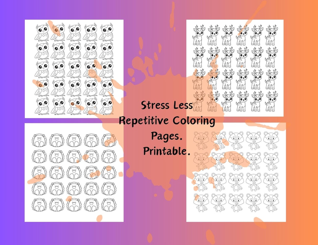 Stress Less Printable Coloring Pages, 6 Different Pages. 8" X 8" (20 ...