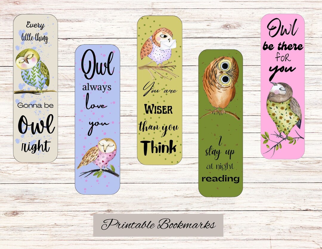 Cute Owl Bookmarks With Quotes, Printable DIY Bookmarks, Cute Owls ...