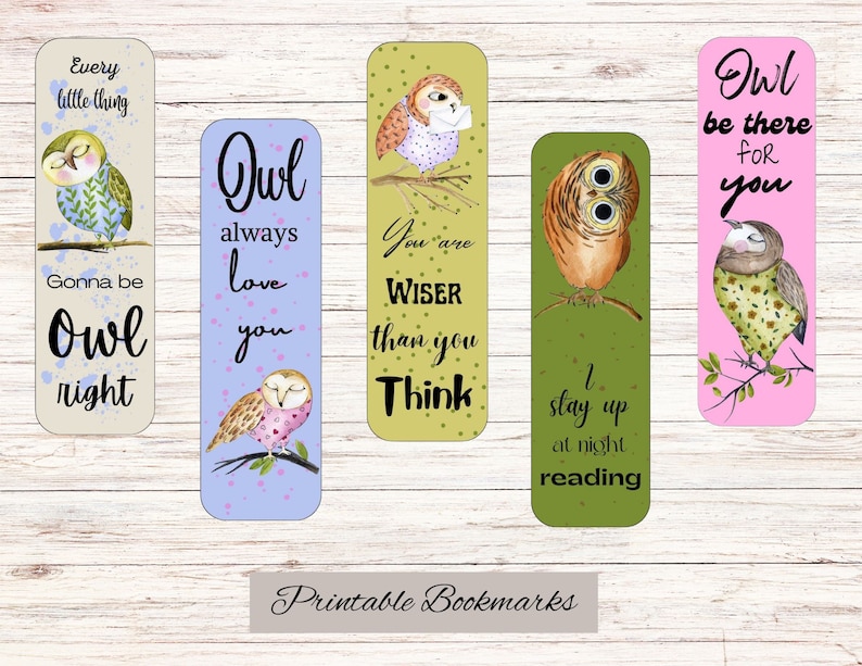 Cute Owl Bookmarks With Quotes, Printable DIY Bookmarks, Cute Owls ...