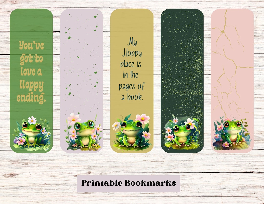 Cute Frog Printable Bookmarks, 5 Different Designs, Jpeg and PNG Files ...