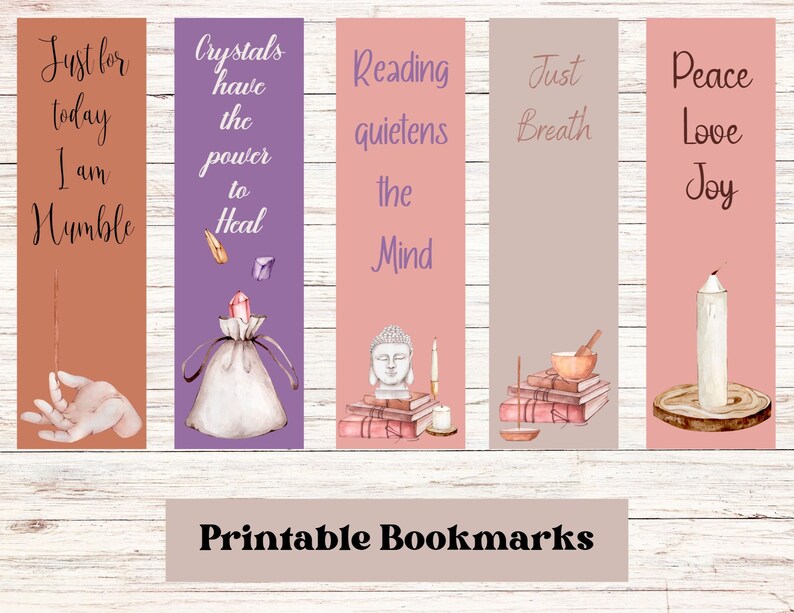 Spiritual Printable Bookmarks and Quotes, 5 Different Designs, 1.8"w X ...