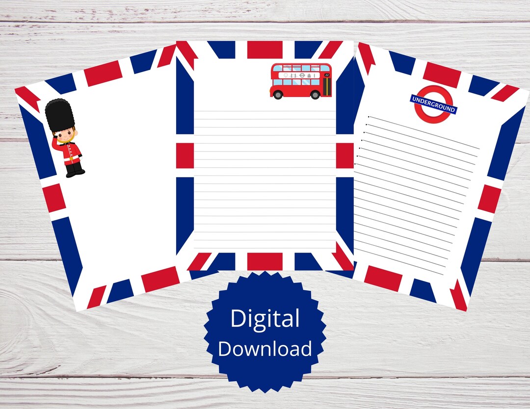 London Notepaper, Notepad, Printable Stationery, Writing Paper, A4 (8.5 ...