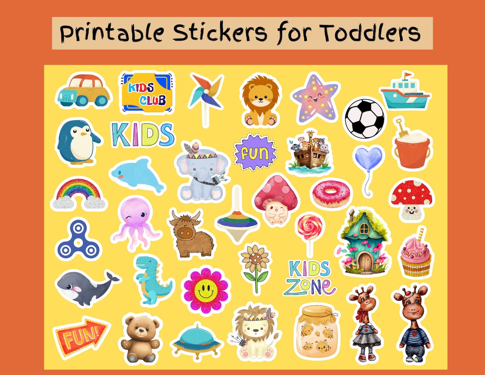 Stickers for Toddlers ,printable, Cute Designs, A4 Size Sheet. Rainy ...