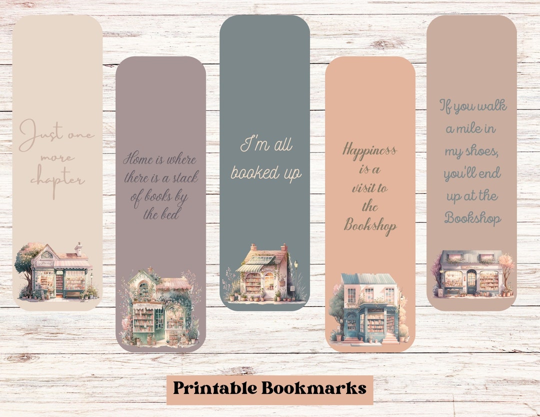 Book Lovers Printable Bookmarks With Book Shop and Quote Designs ...