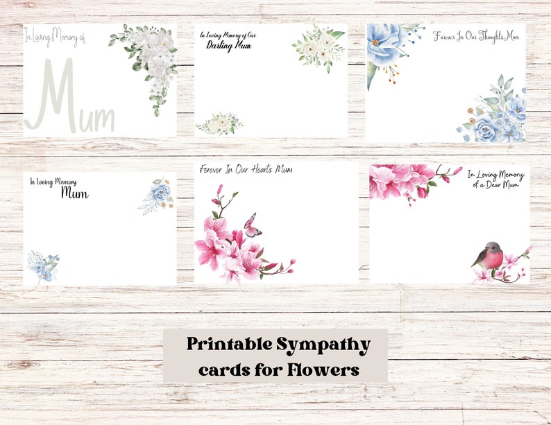 Sympathy Cards Printable, Can Be Used on Floral Tributes, Print Onto ...