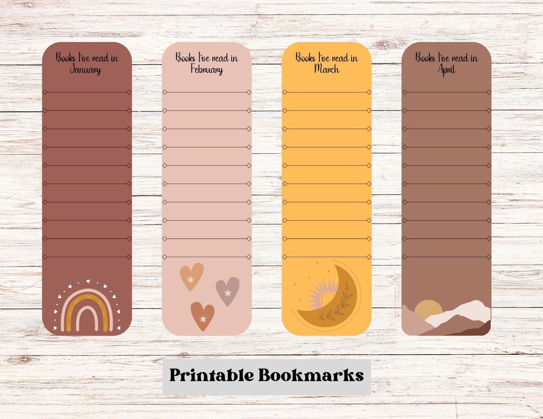 Boho Monthly Bookmarks, Bookmarks to Record What Books You Have Read ...