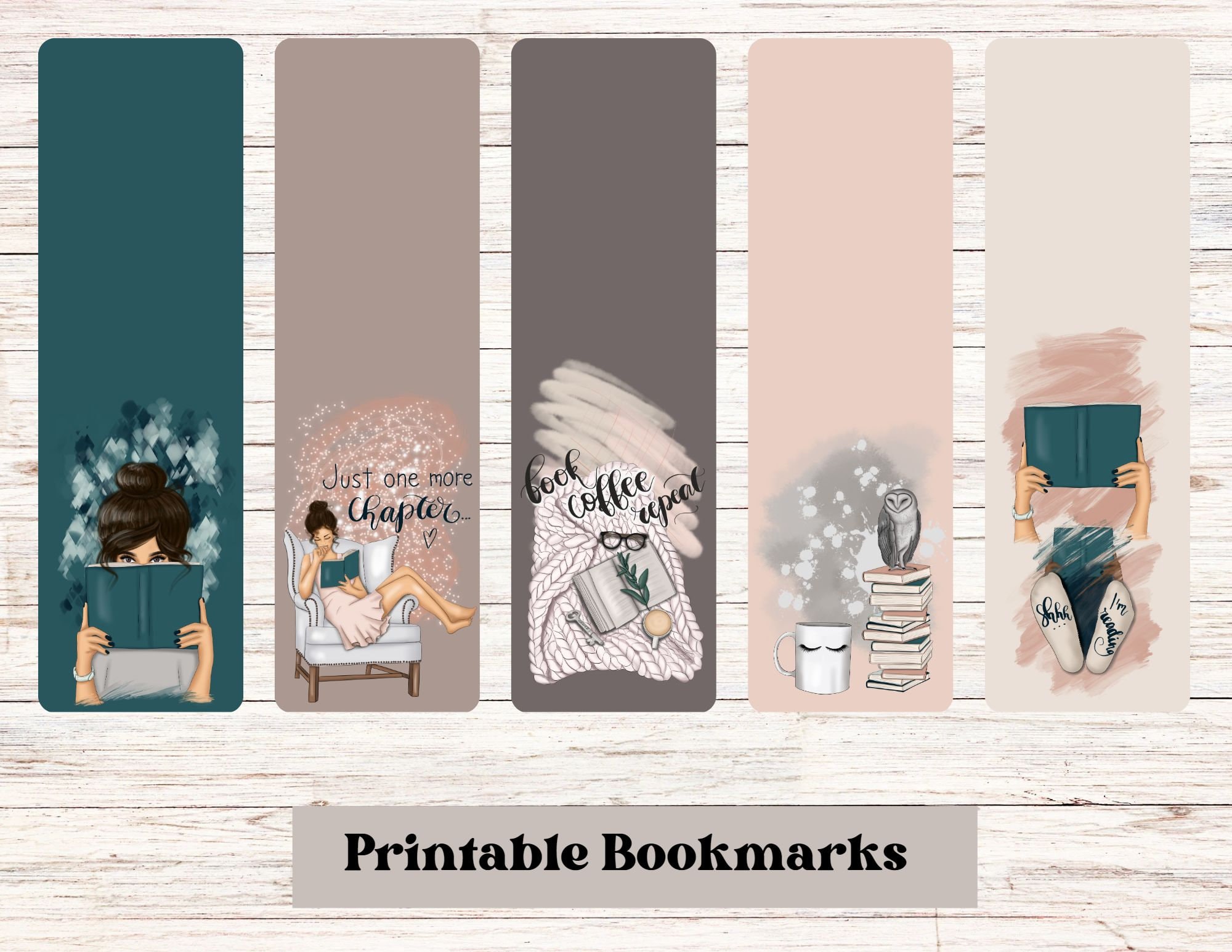 Book Lovers Printable Bookmarks, Png/sublimation, 5 Different Designs ...