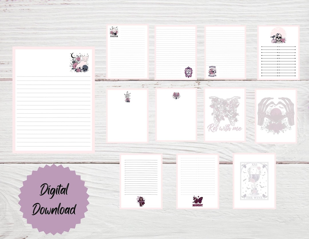 Gothic Note Paper, Printable Stationery, Note Paper, Stationery ...