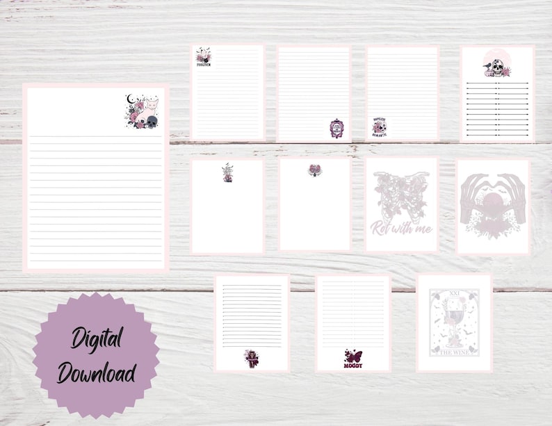 Gothic Note Paper Printable Stationery Note Paper - Etsy