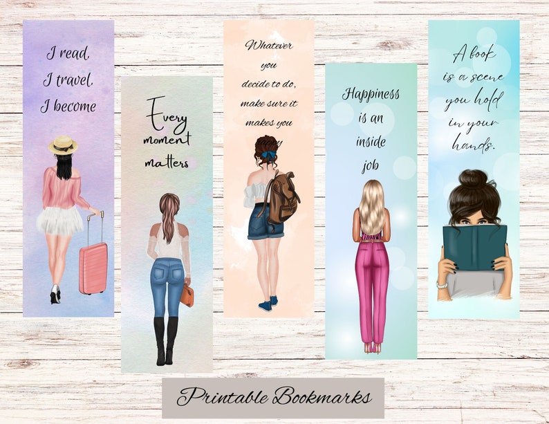 Inspirational Quotes, Printable Bookmarks, 5 Different Styles, Digital ...