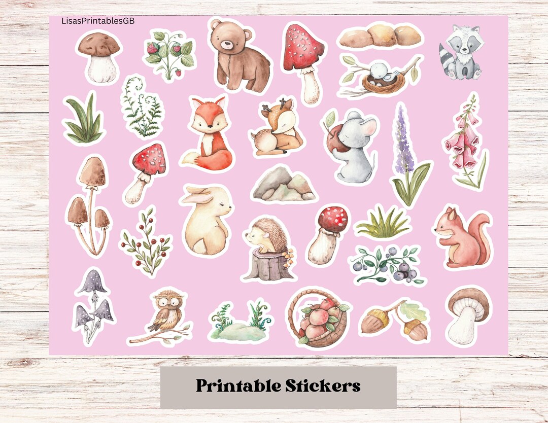 Stickers, Cute in the Forest, Printable Stickers, Cute Animals ...