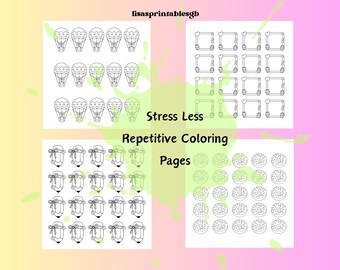 Stress Less Printable Coloring Pages, 6 Different Pages. 8" X 8" (20 ...