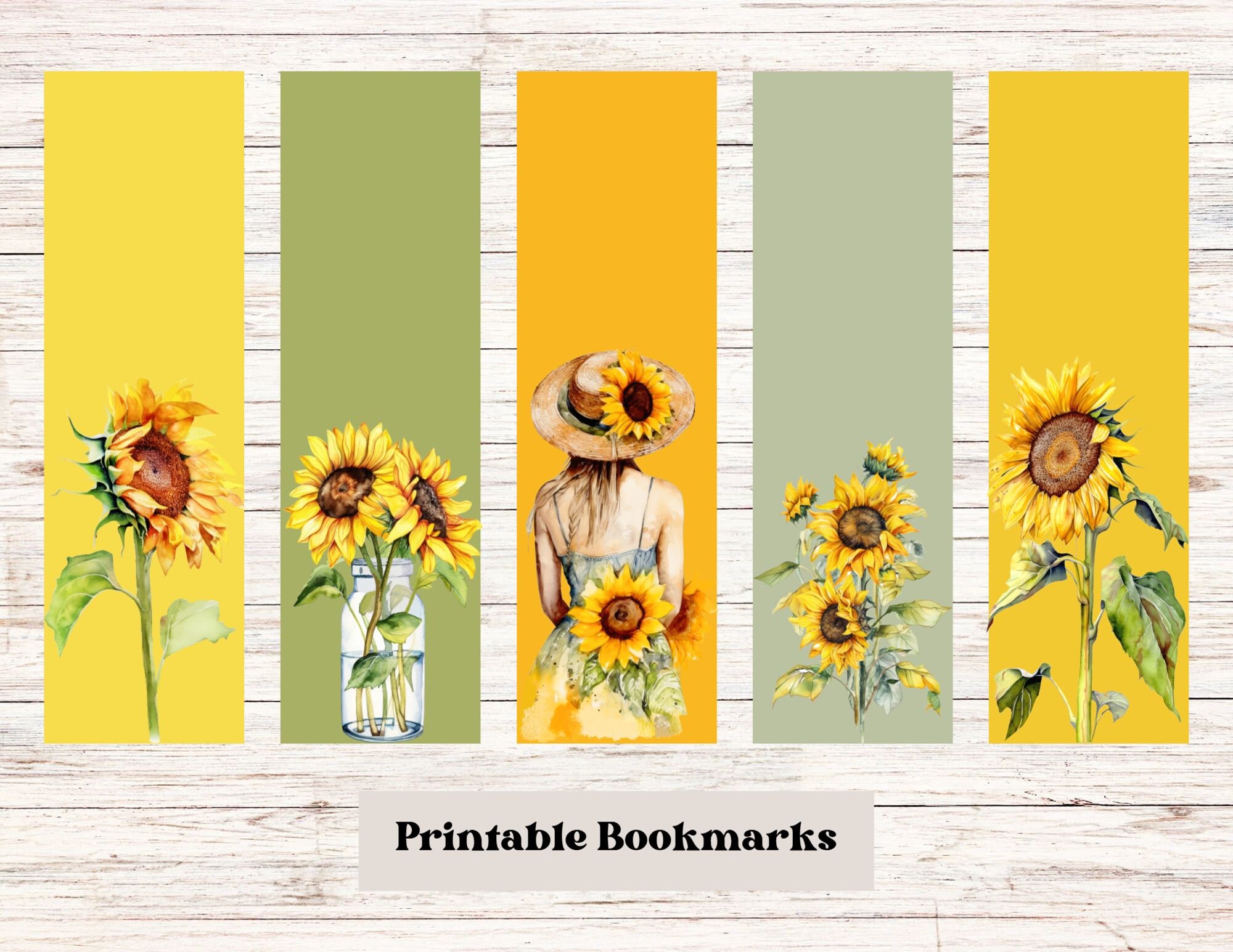 Sunflower Printable Bookmarks, 1.8"w X 6"h, Print on Card or Sublimate ...
