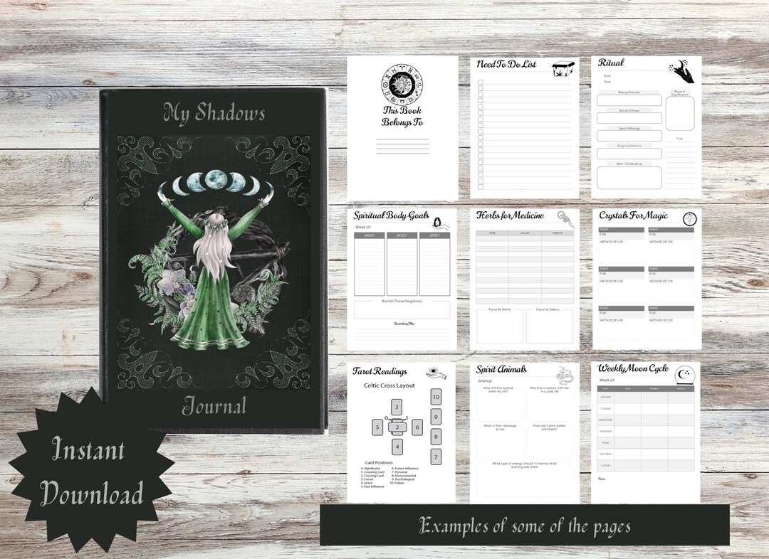 Shadow Journal Spiritual Journal Planner Tarot Herbs - Etsy