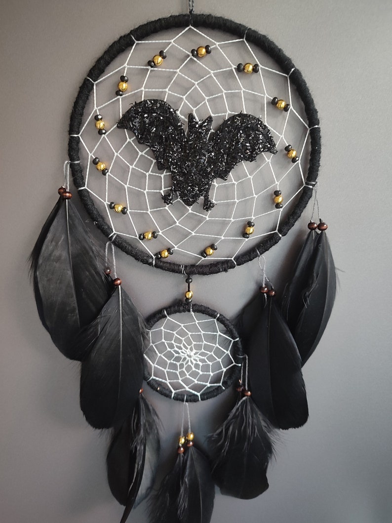 Goth Bat Dream Catcher Black, Goth Room Decor Whimsigoth Home Decor Bat ...