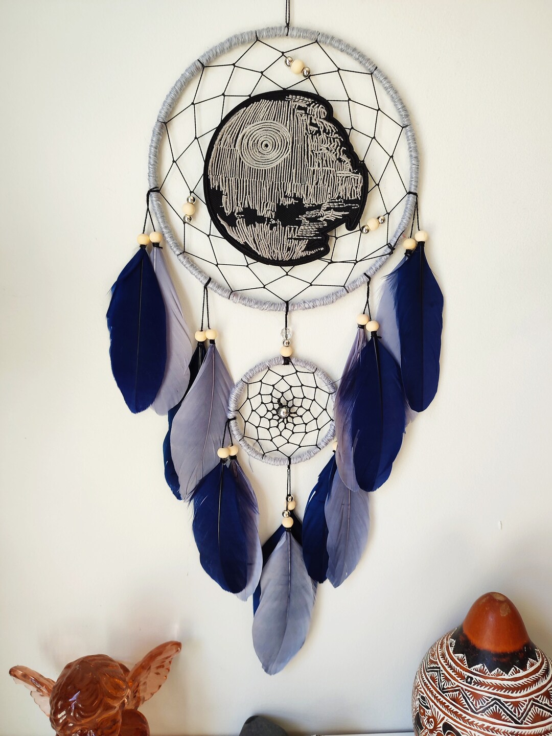 Death Star Dreamcartcher Blue Gray Dream Catcher for Boys, Empire Wall ...