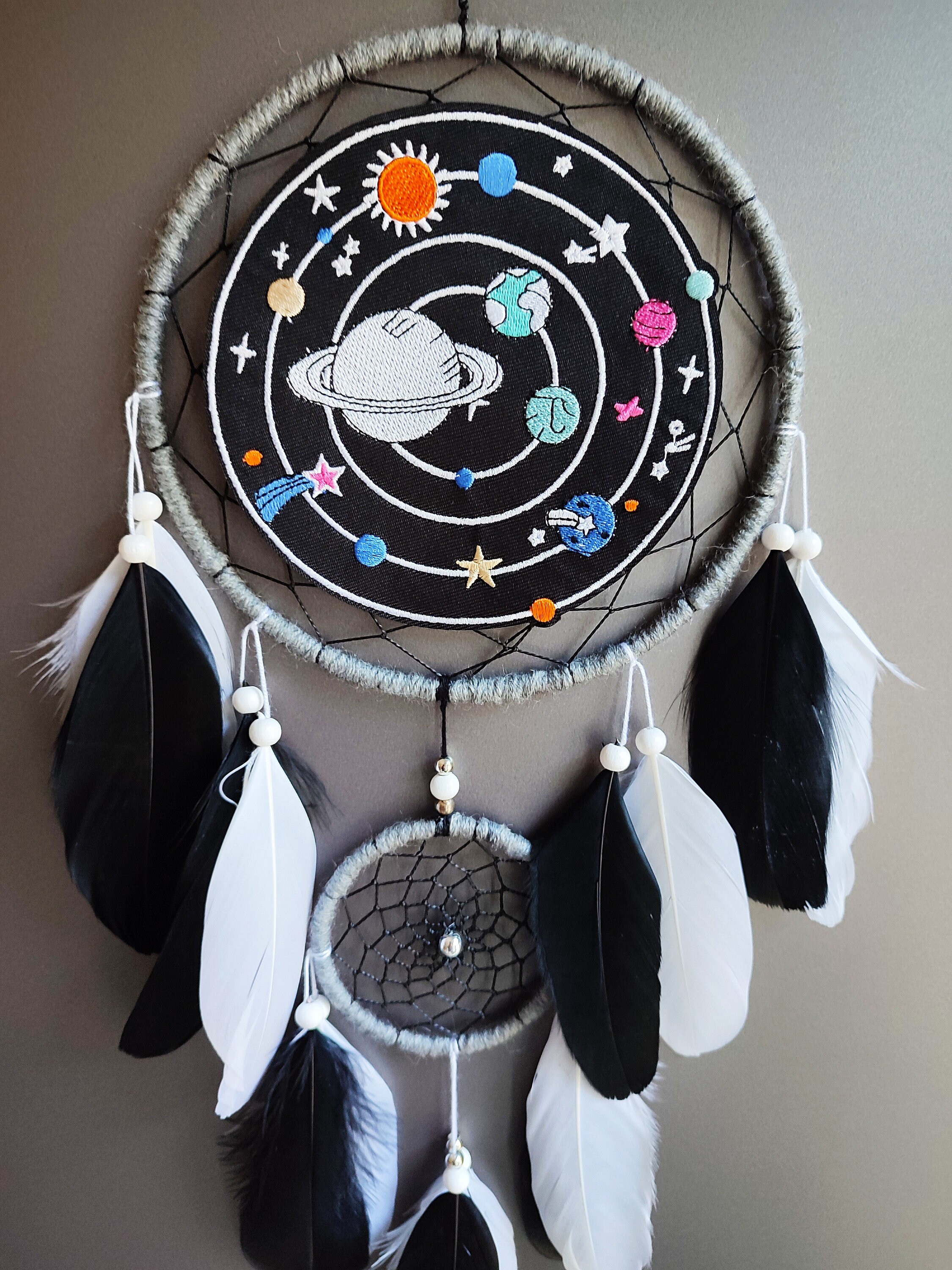 Space Solar System Dreamcatcher Galaxy, Black Dream Catcher Wall ...