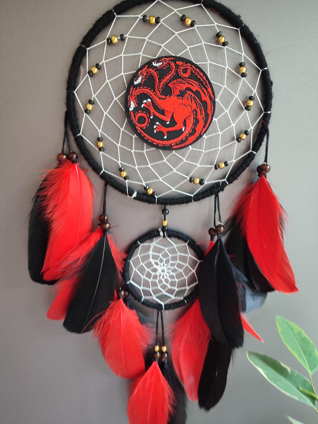 Fire Dragon Dream Catcher Fantasy Dreamcatcher Red and Black - Etsy
