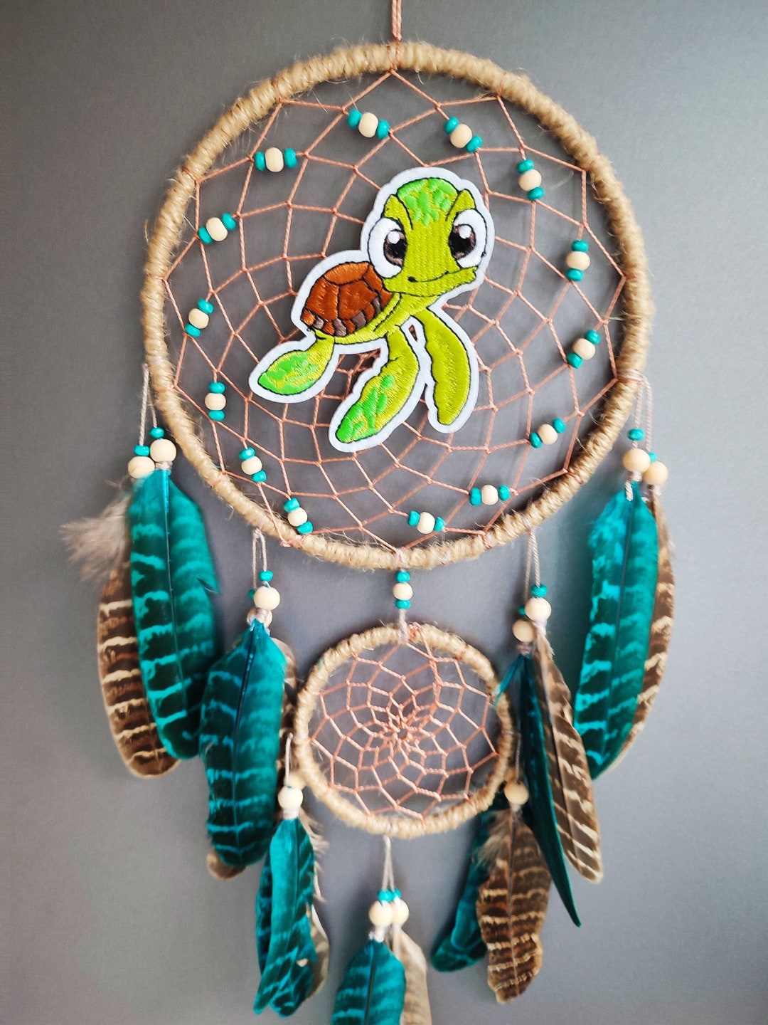 Sea Turtle Dreamcatcher Under the Sea Nursery Decor, Teal Blue Dream ...
