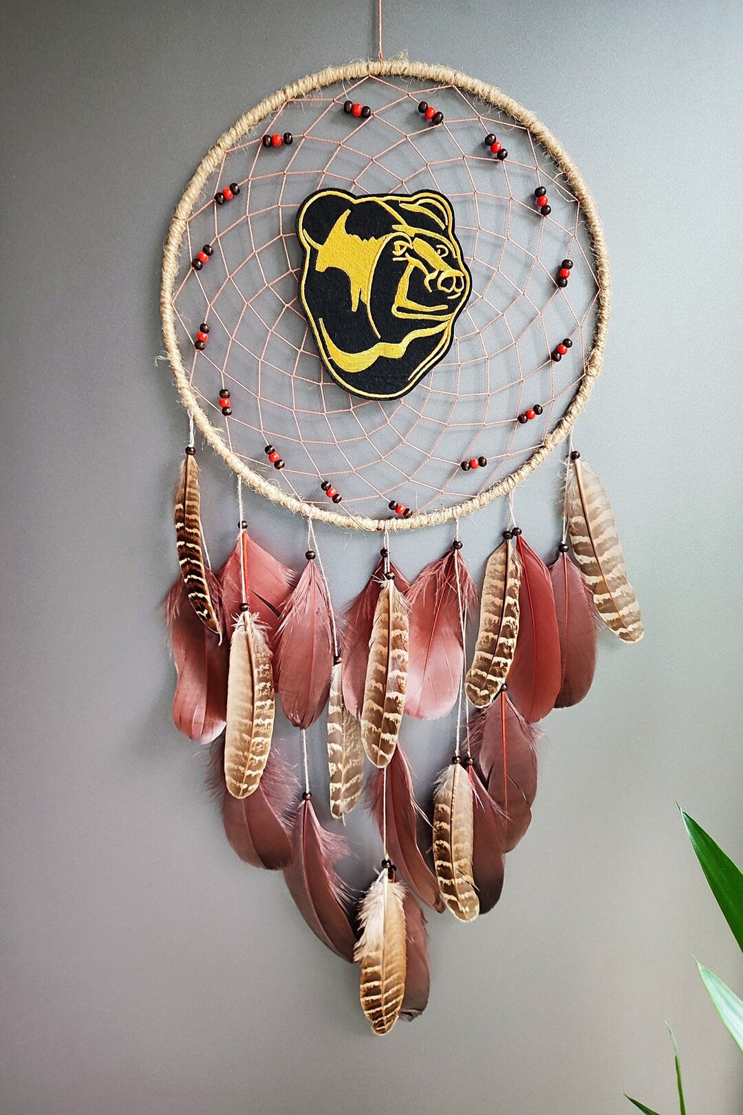 Large Dreamcatcher Bear Native American Style Dream Catcher Brown ...