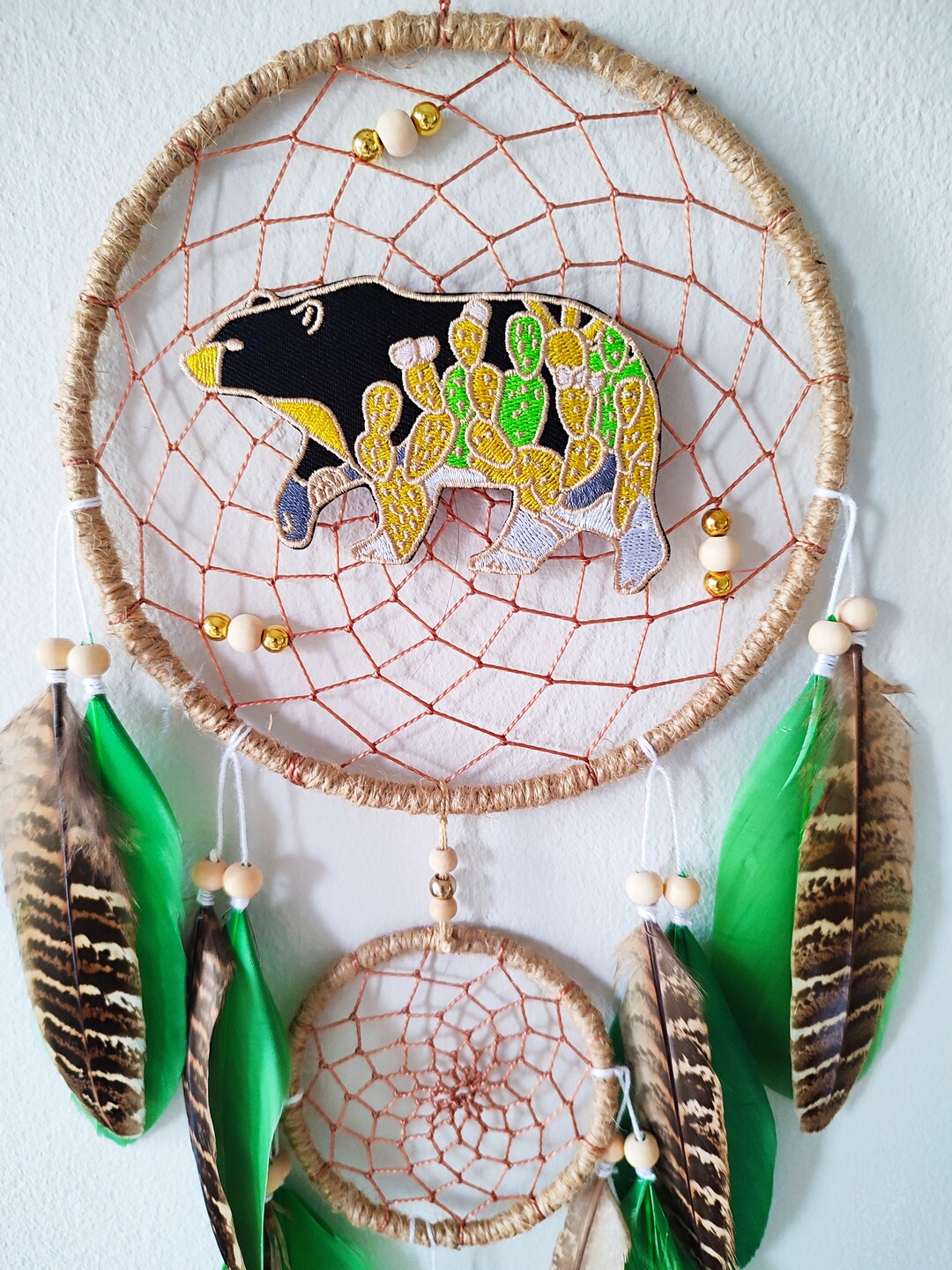 Forest Spirit Bear Dreamcatcher Teal Dreamcatcher Native - Etsy