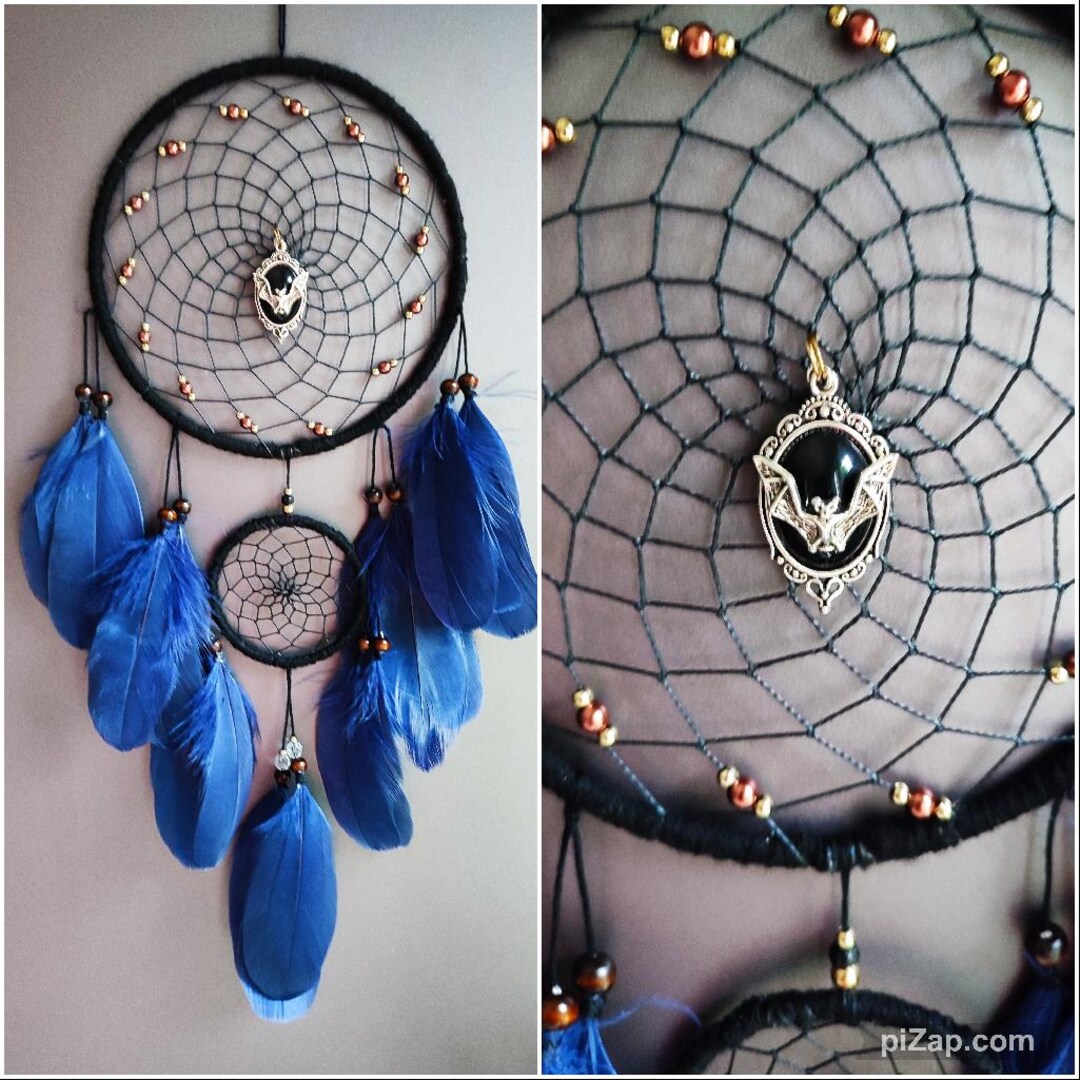 Cute Bat Dreamcatcher Black Dream Catcher Custom Feathers, Gothic ...