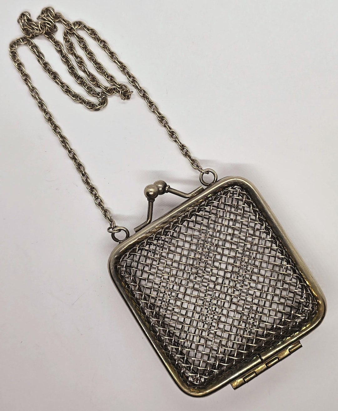 Vintage Antique Cage Mesh Handbag Purse Silver Plated Vintage Coin ...