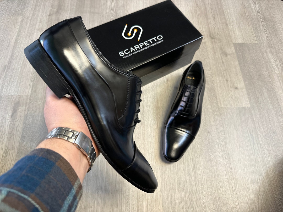 Premium Black Leather Dress Shoes for Men | Handmade Mens Genuine ...