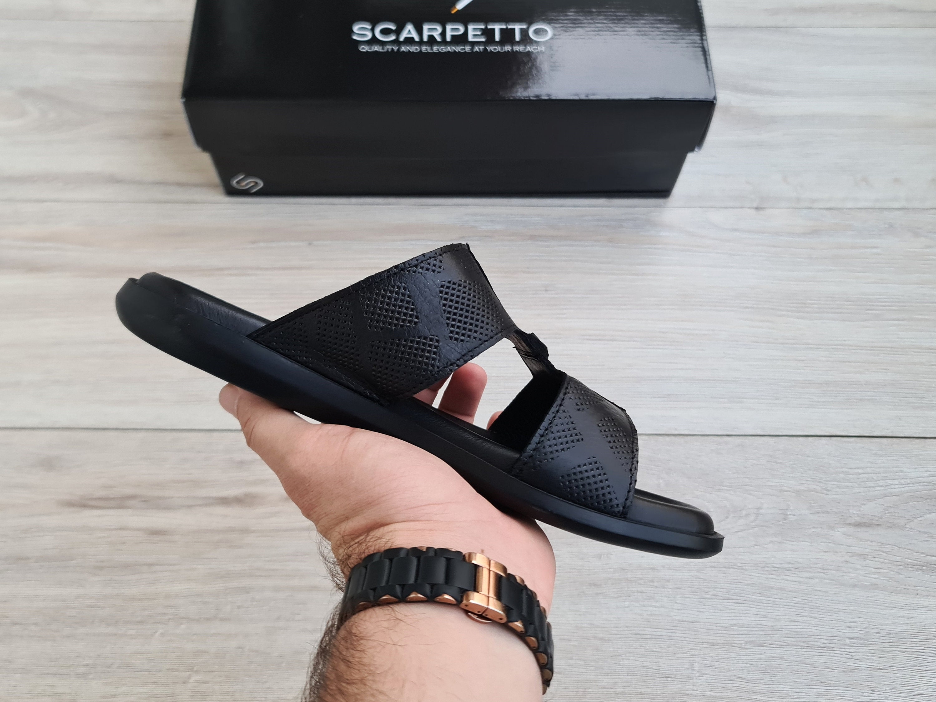 Premium Leather Men's Sandals Handmade Anti-skid Slides - Etsy