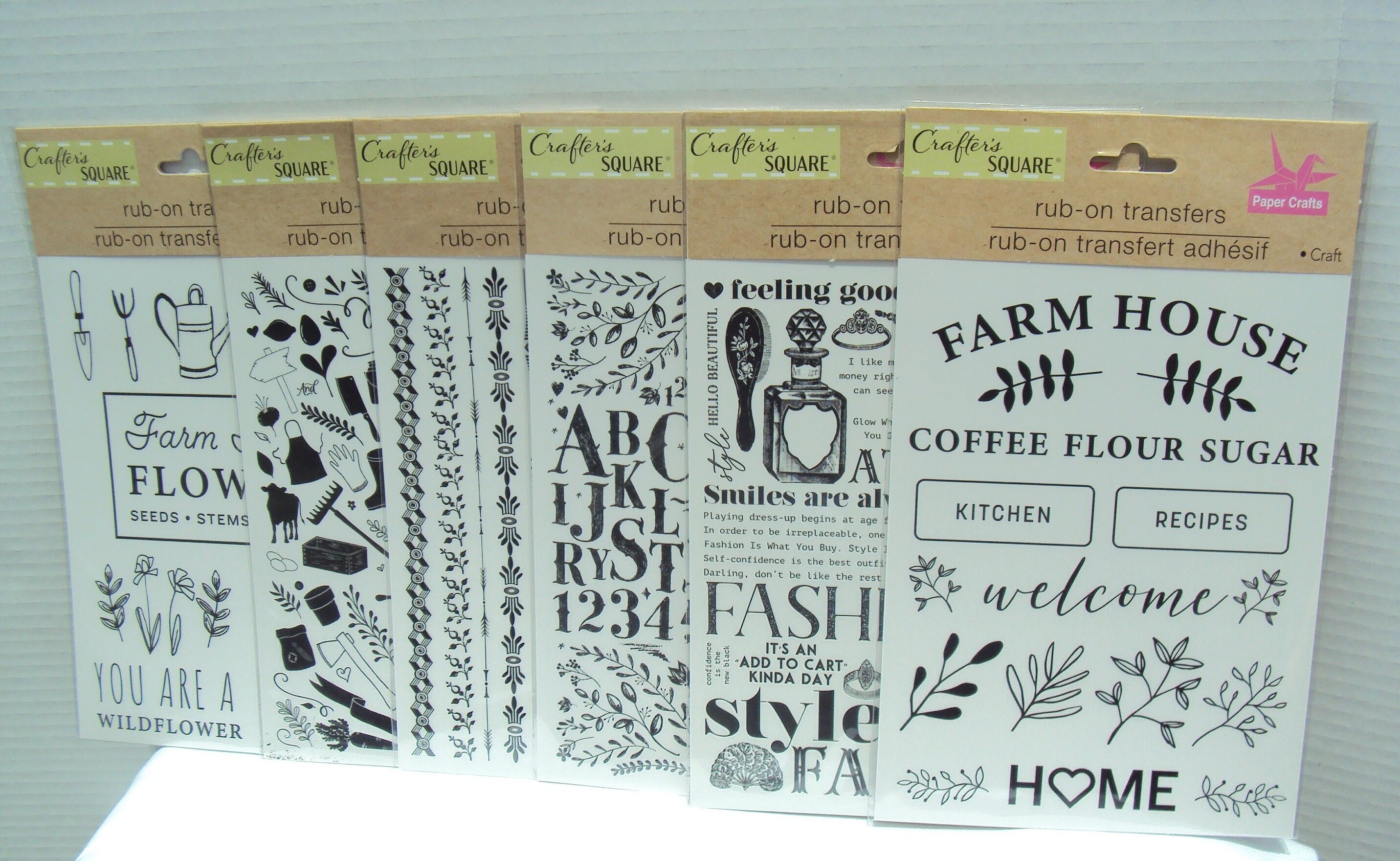 Farmhouse Theme Rub-on Transfers - Farm House - Farm Fresh Flowers ...
