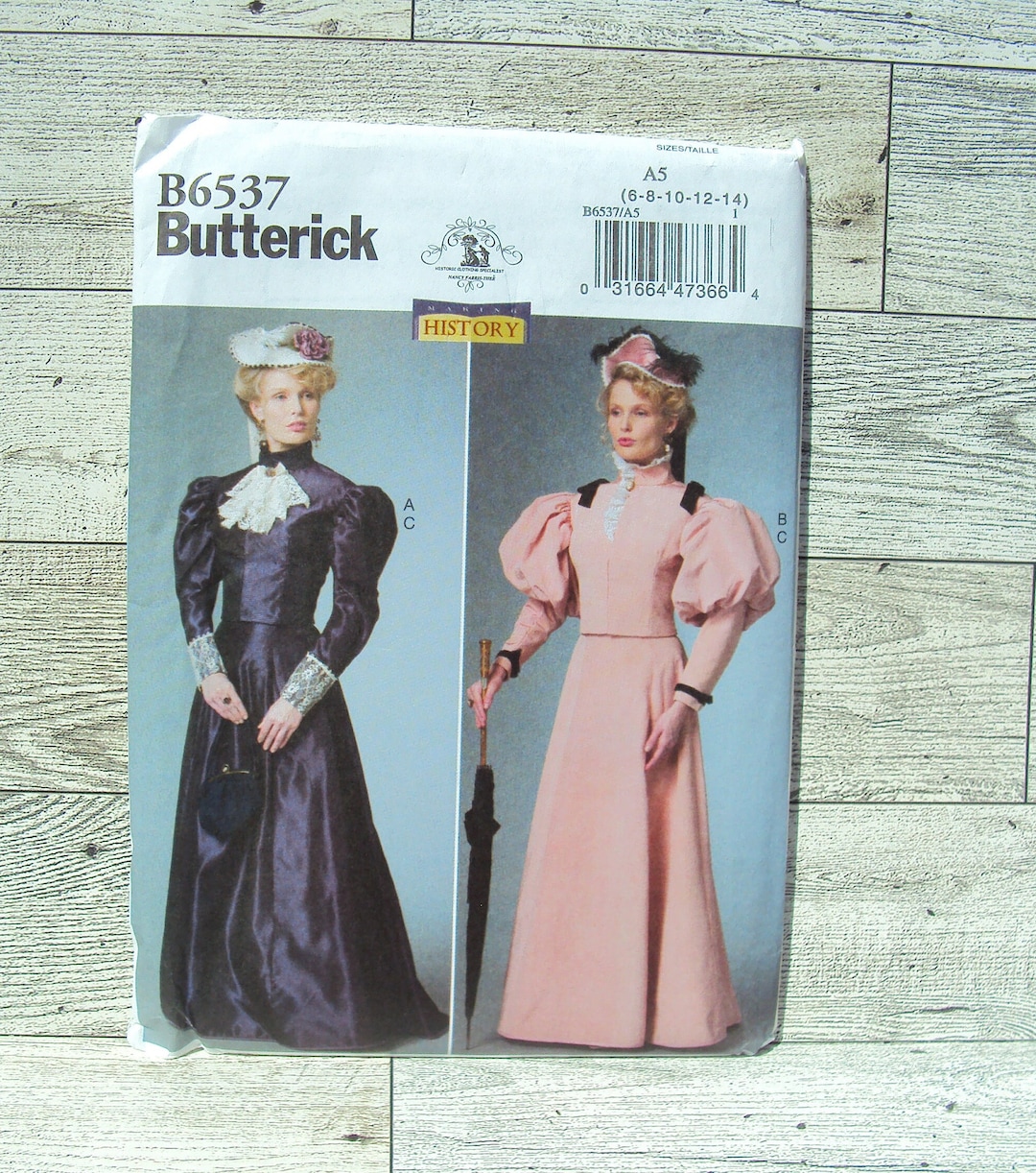 Butterick Sewing Pattern 6537 Edwardian Era Boned Top With Gigot ...