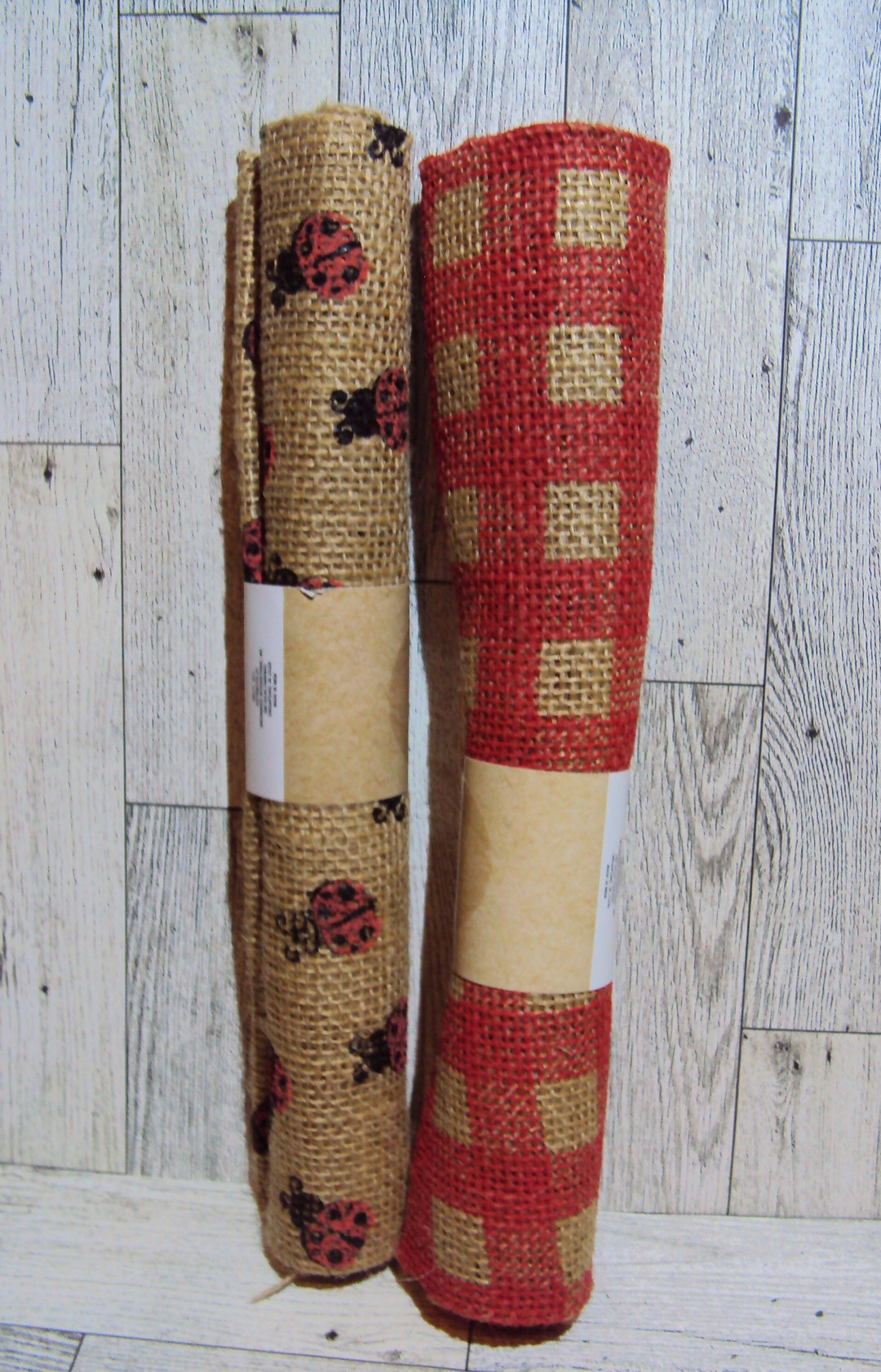 Jute Craft Fabric ~ Lady Bugs & Red Plaid ~ 18" X 21' ~ DIY Crafts - Etsy