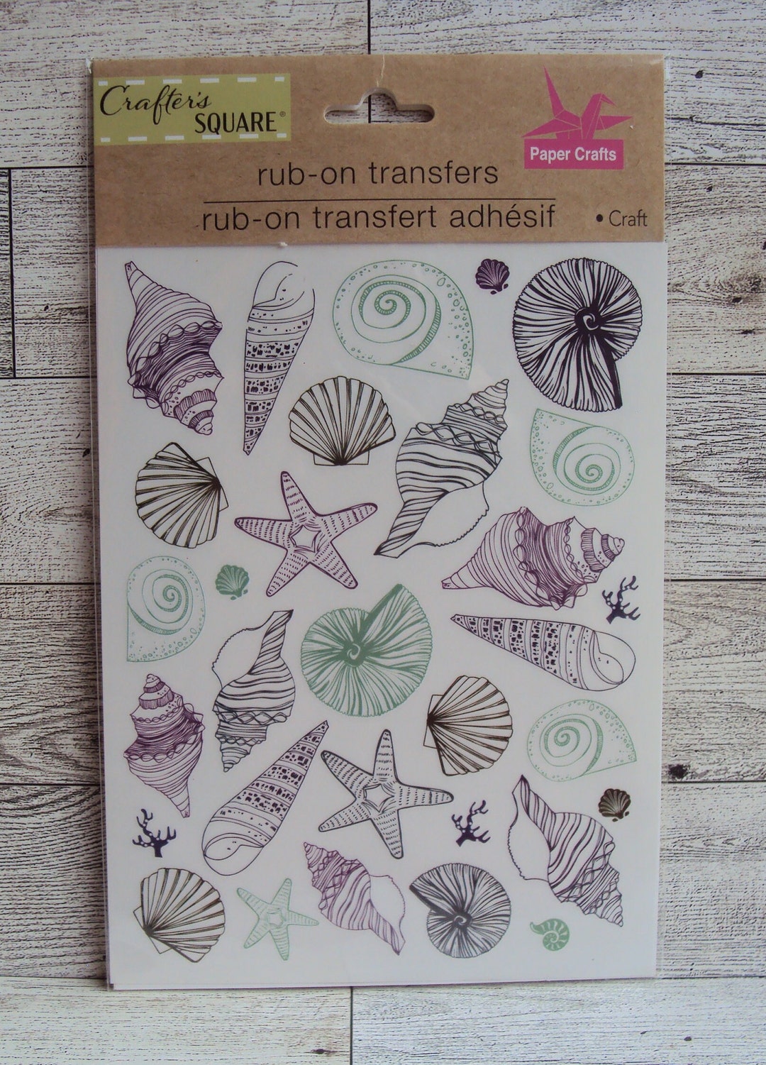 Seashells Rub-on Transfers | Coral | Starfish | Conch | Coastal Rub-ons ...