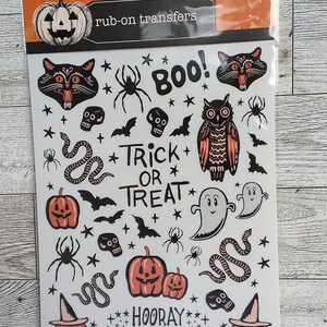 Vintage and Spooky Halloween Rub-on Transfer Stickers, Pumpkins ...