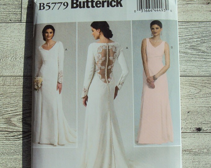 Butterick Sewing Pattern 5779 Misses Lace Back Wedding Dress or Formal ...