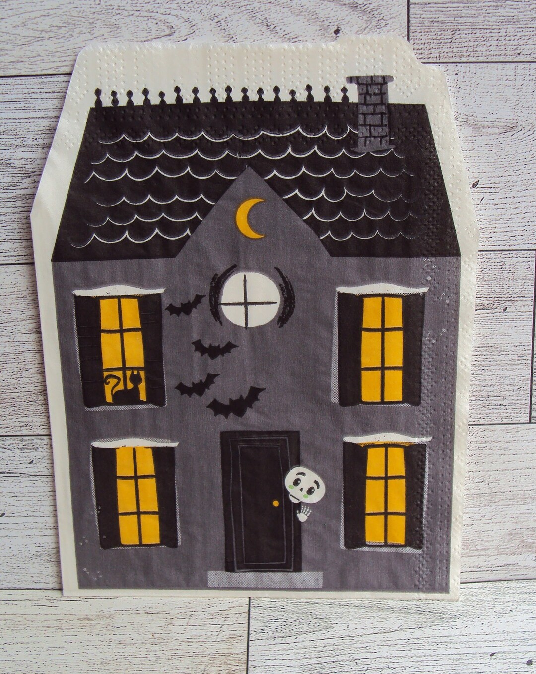 Decoupage Napkins, Halloween Haunted House Paper Cocktail Napkins ...