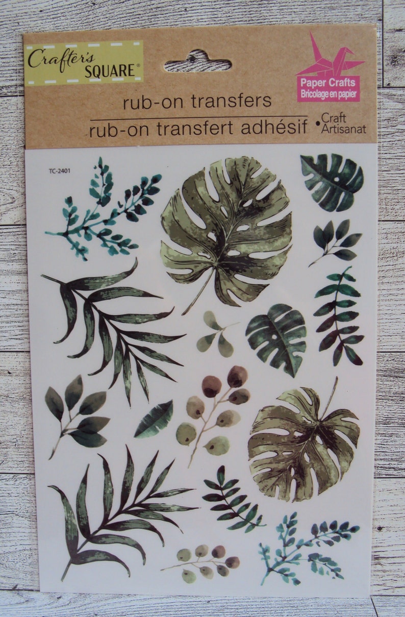 Rub-on Transfers | Tropical Green Leaves Rub-ons | Green Leaves ...