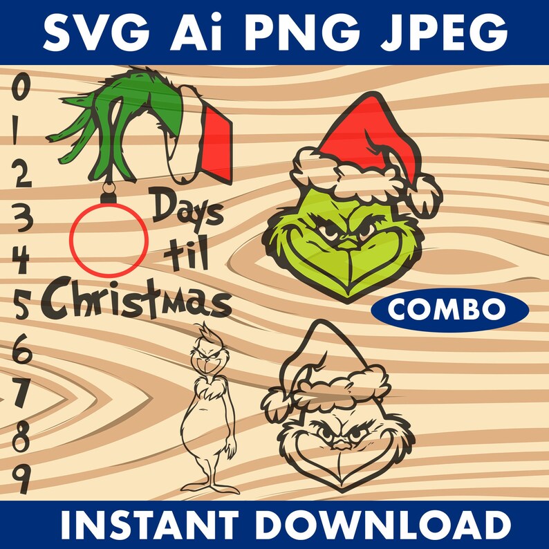 The Grinch Xmas SVG Combo, Vector Cut File for Cricut Etc - Etsy