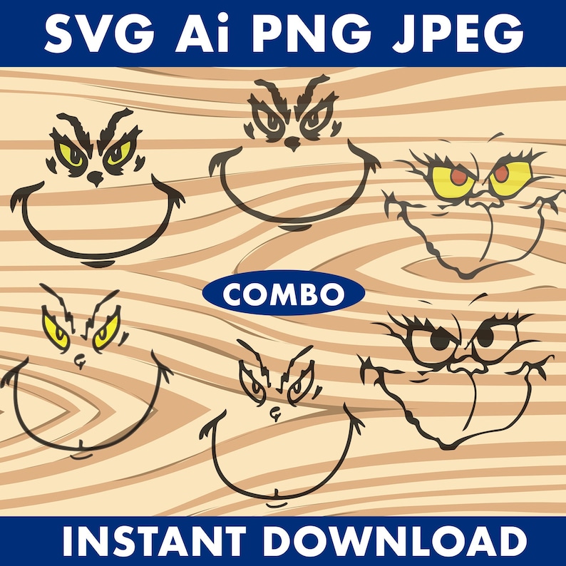 The Grinch Face SVG- Layered Cut File for Designing on Cricut ...