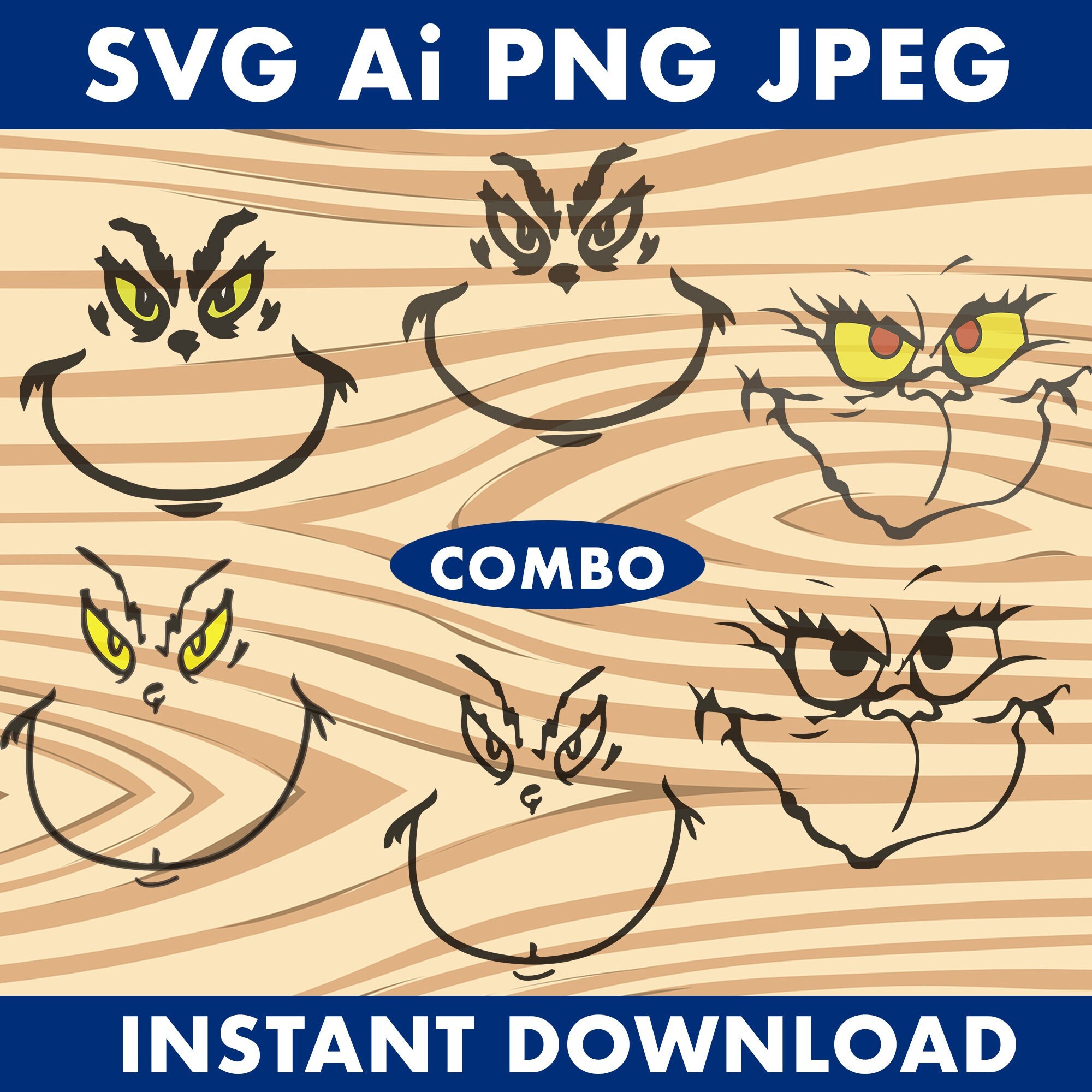 The Grinch Face SVG- Layered Cut File for Designing on Cricut ...