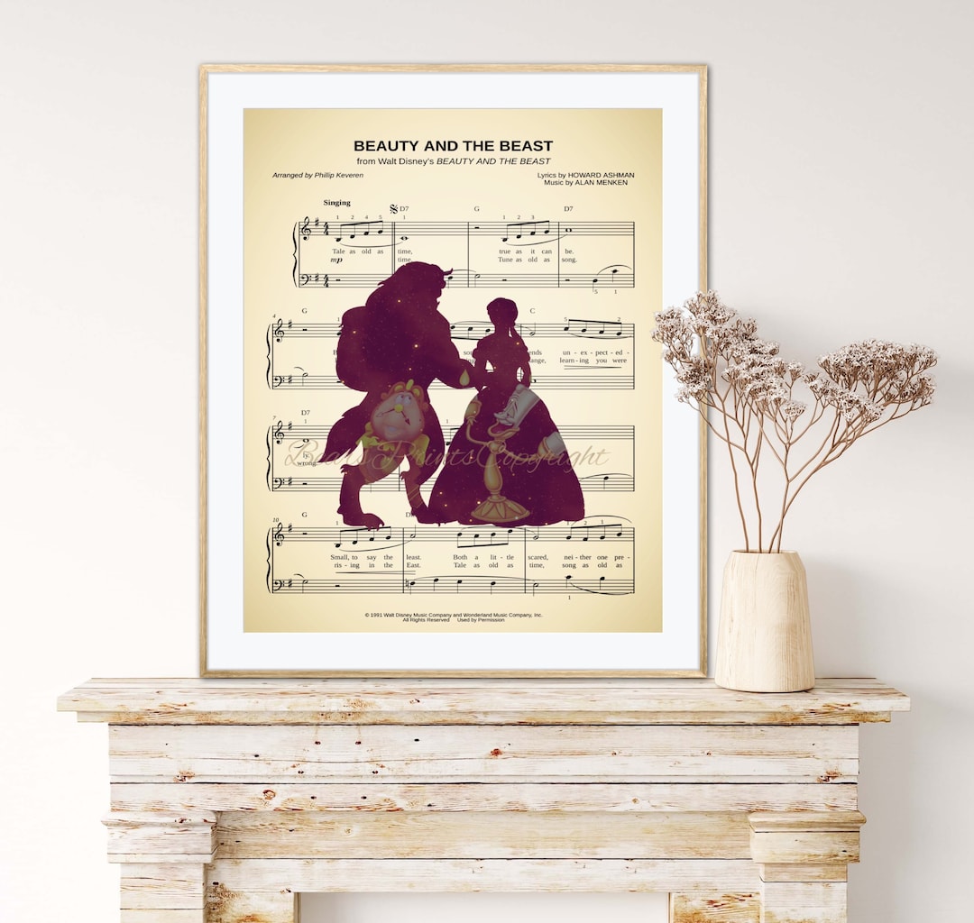 Disney Beauty and the Beast A4 Wall Art Song Sheet Music Print - Etsy