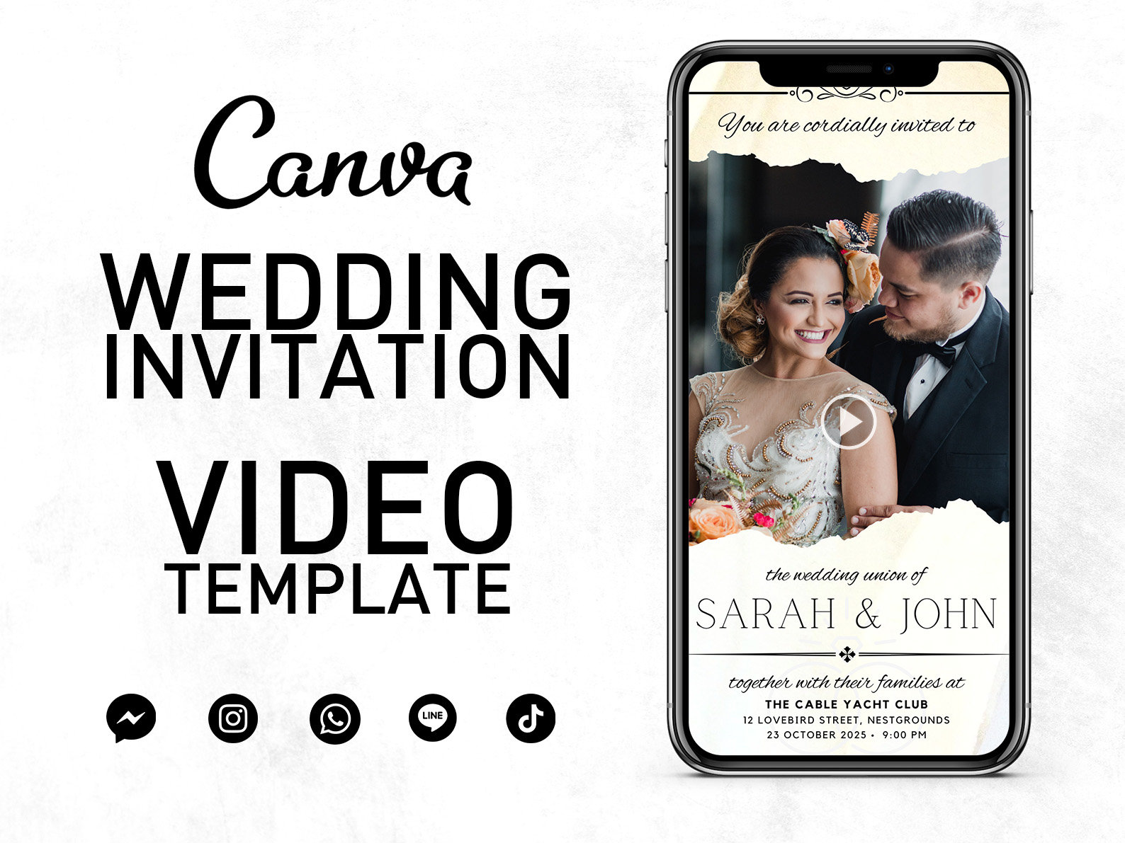 CANVA VIDEO TEMPLATE for a Wedding Invite Video | Wedding Invitation ...